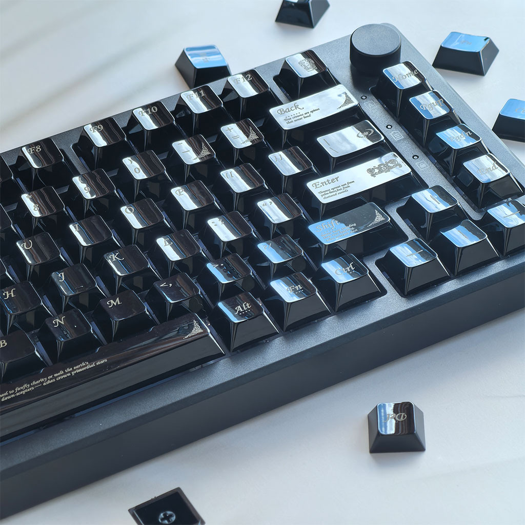 Porcelain FeelingBlack คํา Porcelain Keycaps โปรไฟล์เชอร์รี่ PBT Dye ...