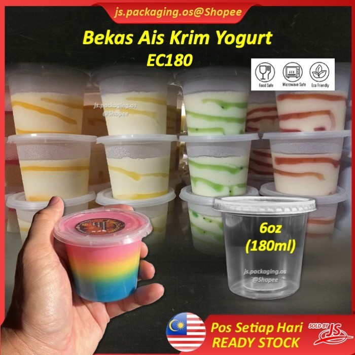Ec180 6oz ครีมโยเกิร์ต Ais มือสอง และภาชนะกลมพลาสติก PP พร้อมฝาปิด | Shopee Thailand