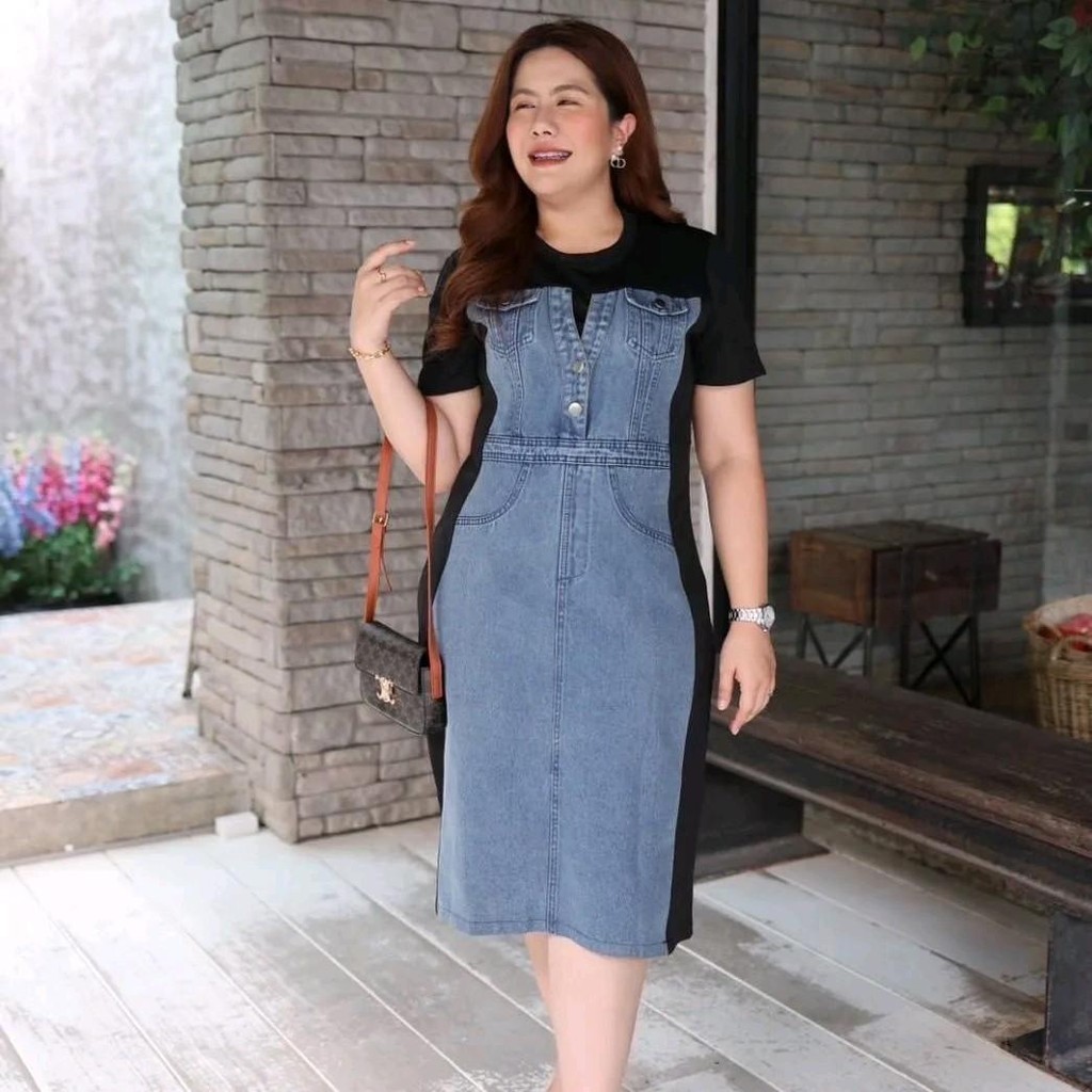 VENUS ชุดเดรสยีนส์ พรางหุ่นสวยมากจ้า XL-7XL | Shopee Thailand