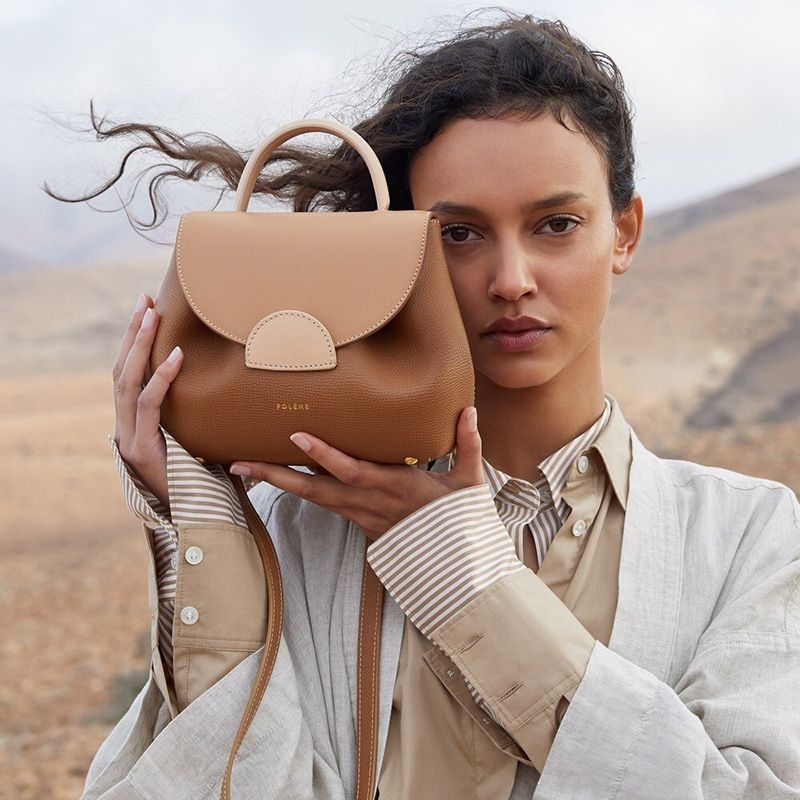 French Niche polene Shoulder Messenger Bag กระเป๋าถือหญิงกระเป๋าหนังแท้ ...