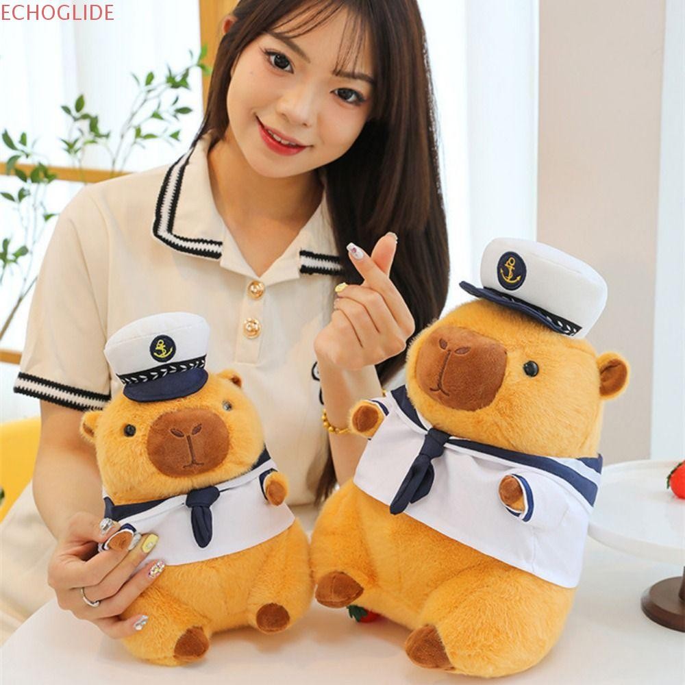 Echoglide Navy Sailor Capybara ตุ๊กตา, การ์ตูนน่ารักจําลอง Capybara ...