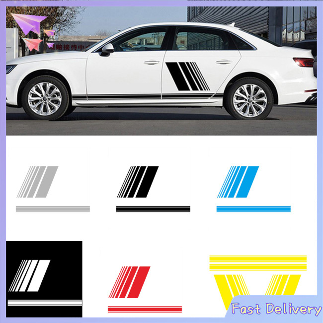 Sports Racing Stripe Graphic Car Body Door Side Stickers ยืดหยุ่น Self ...