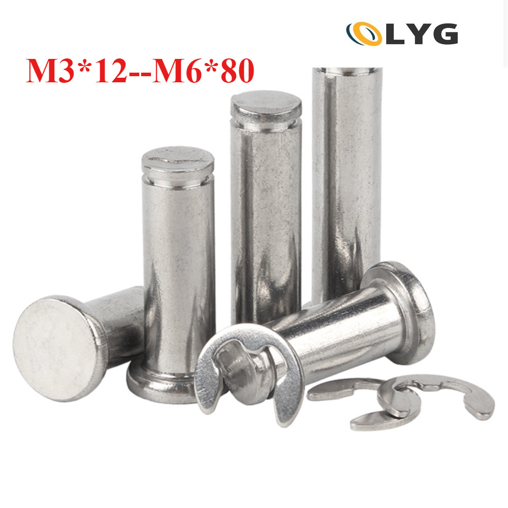 [LYG-1] M3/M4/M5/M6 304 หมุดสแตนเลสเพลาหัวแบนพร้อมสล็อตพินเพลา Circlip Pin ตําแหน่งเล็บขาทรง ...