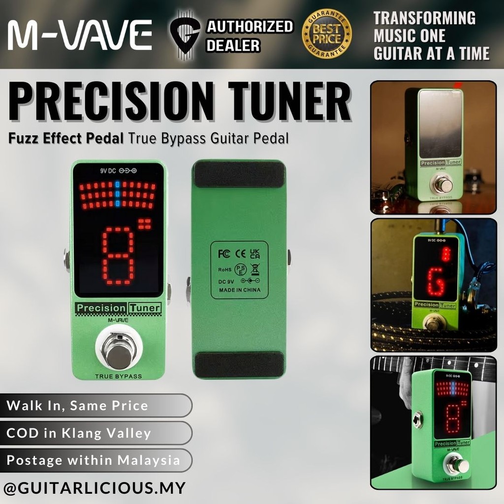 M-vave Precision Tuner Guitar Effect Pedal Tuner สําหรับ 6 สายเบส 12 ...