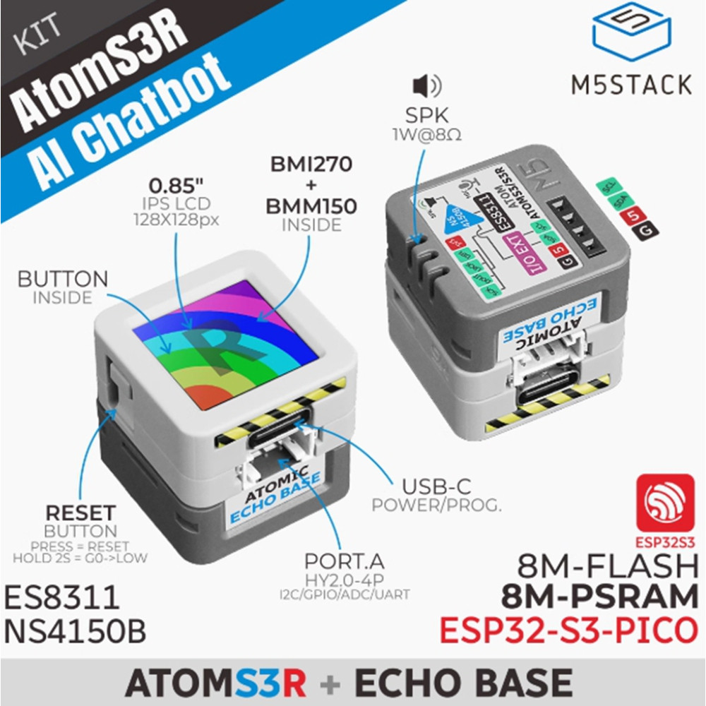 2025 M5Stack AtomS3R AI Chatbot Xiage Xiaozhi AI Voice Assistant Kit ESP32S3 | Shopee Thailand