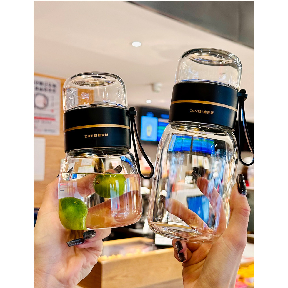 Dinisi 510/600ml ขวดน้ําชาแก้ว Borosilicate สูง Double Layer ถ้วยน้ําชา ...