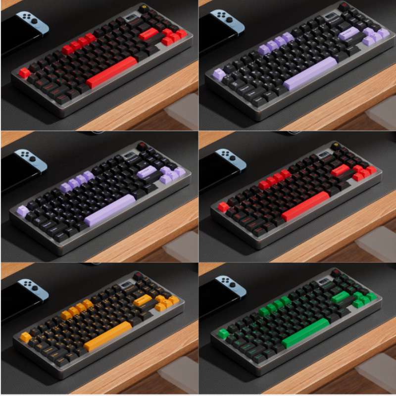 Minimalist Black Keycaps PBT Cherry Profile 1.7 มม.Thicknees ด้วยจังหวะเกาหลีญี่ปุ่นสําหรับ MX ...