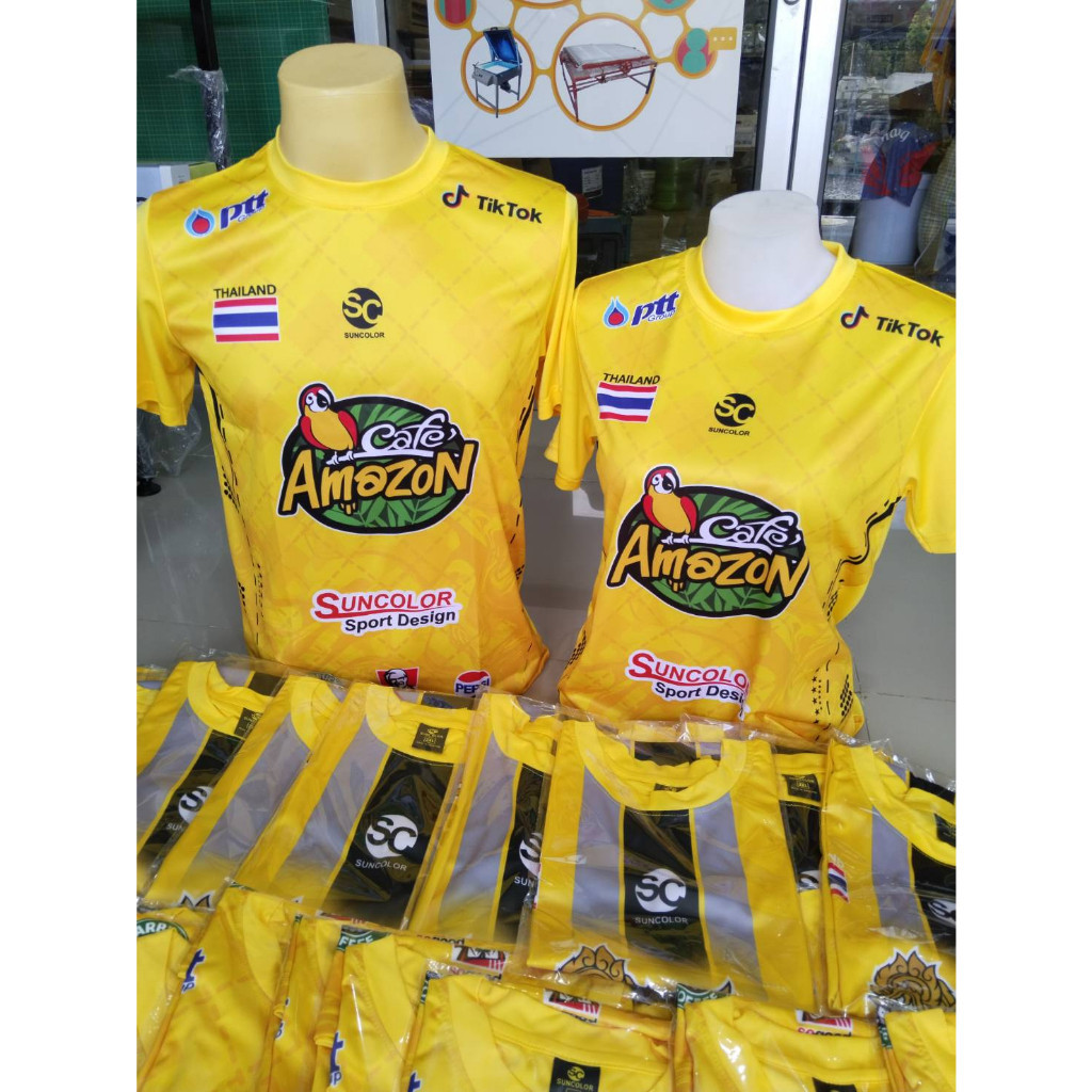 A058 เสื้อกีฬาพิมพ์ลาย SC004-อเมซอน มี4สี เหลือง แดง น้ำเงิน ดำ สีสด ...