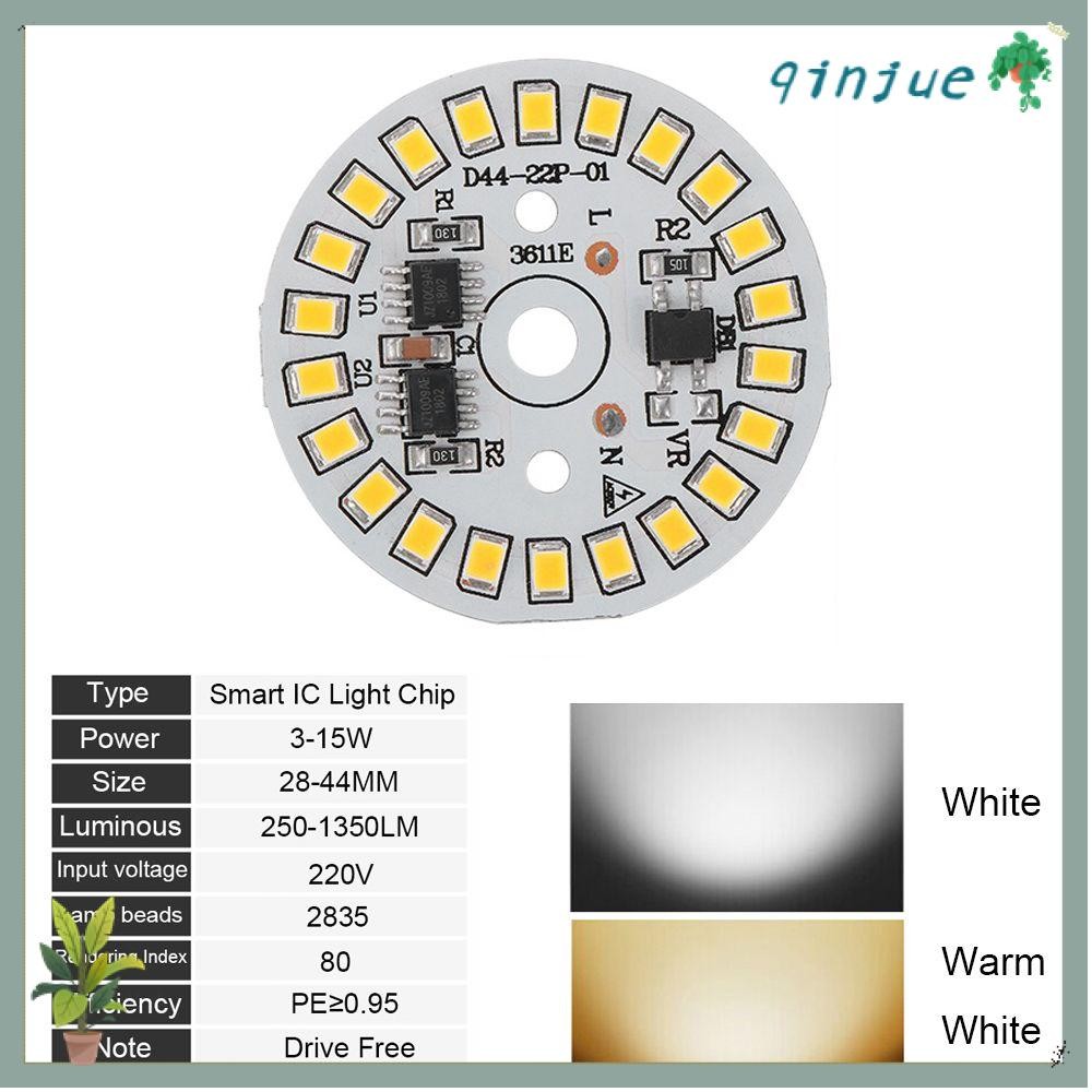 Qinjue ชิปหลอดไฟ LED 2835 SMD 15W 12W 9W 7W 6W 5W 3W AC220V ทรงกลม สีขาวอบอุ่น หลากสี 1 ชิ้น ...