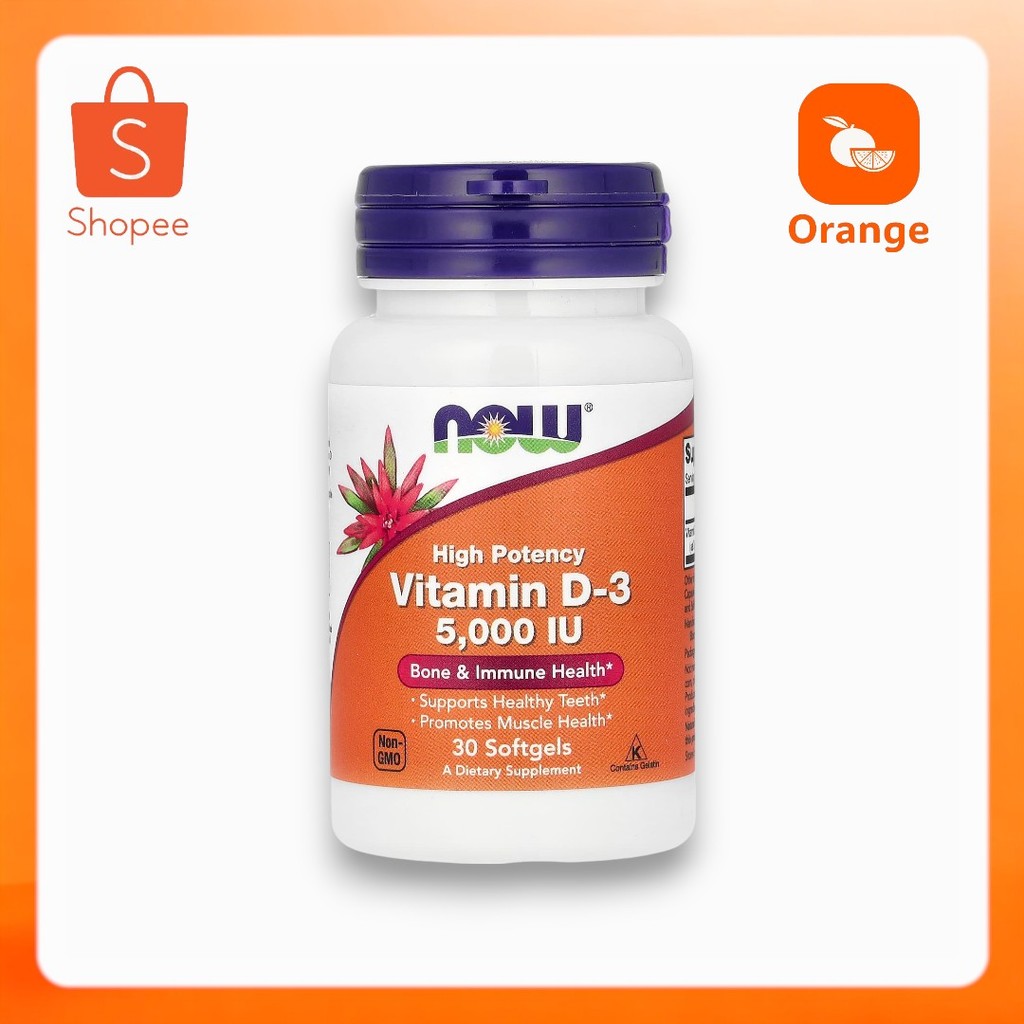 NOW Foods, Vitamin D-3, High Potency, 5,000 IU, 30 Softgels | Shopee Thailand