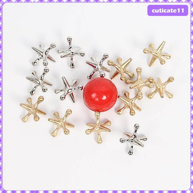[Cuticate1] 10 ชิ้น Gold Silver Jacks เกม Knuckles ชุดเด็ก Classic ...
