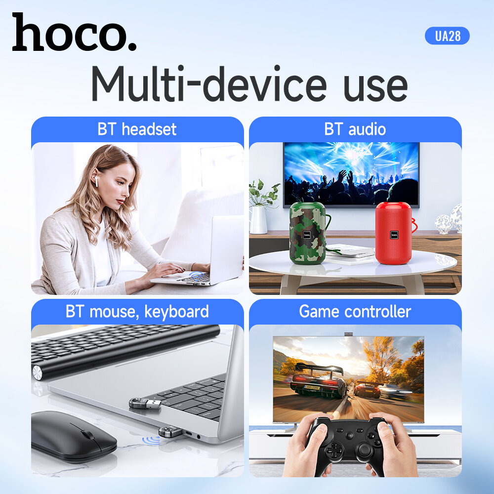 HOCO UA28 ตัวรับสัญญาณบูลทูธ Bluetooth 5.1 รองรับ คีย์บอร์ด, เม้าส์ ...