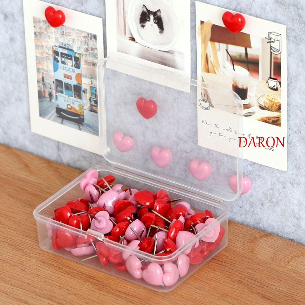DARON 50 ชิ้นพลาสติก Push Pins, รูปหัวใจโลหะสี Push Pins, Wall Pins สี ...
