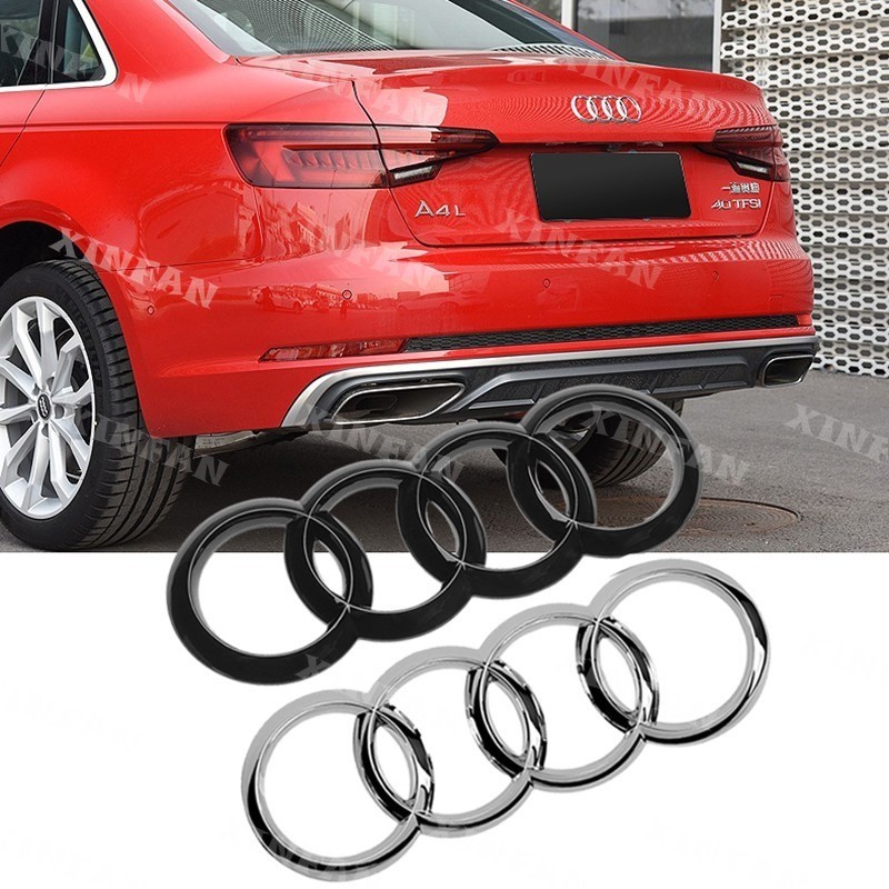 รถด้านหน้า Grille Emblem สติกเกอร์ 4 แหวนโลโก้ Auto ด้านหลัง Badge Decal สําหรับ Audi A4 A6 Q7 ...