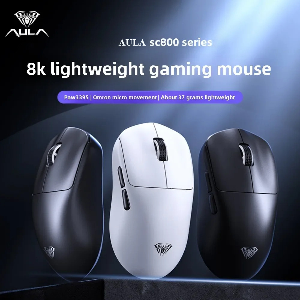 AULA SC800 Wireless 2.4G Mouse Dual Mode with 8K Receiver PAW3395 ...