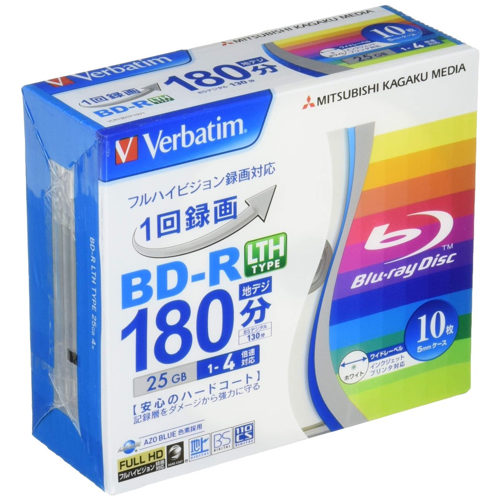 Verbatim Blu-ray Disc BD-R LTH 25GB 10-Pack White Printable Single ...