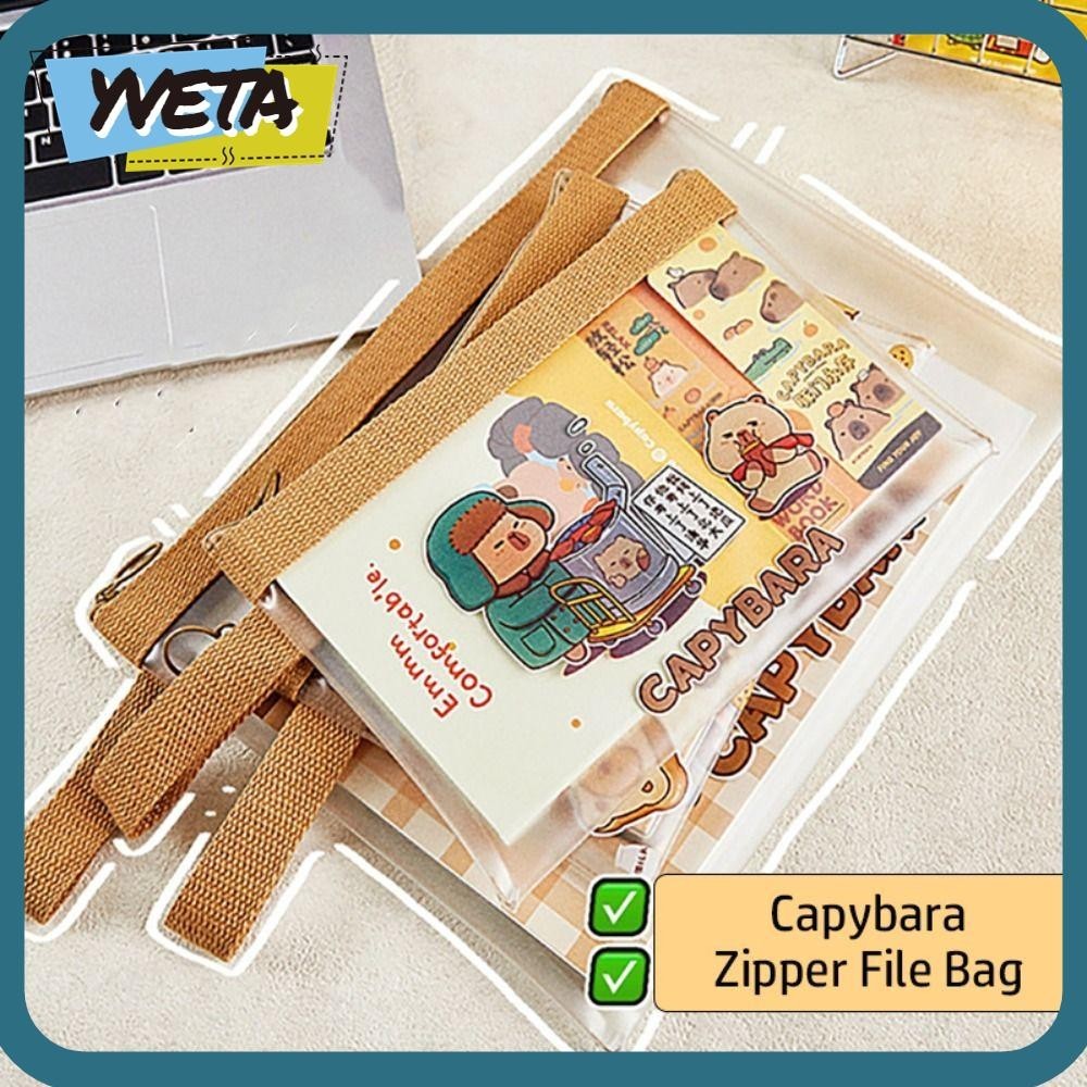 กระเป๋าแฟ้ม YVETA, กระเป๋าเอกสารความจุขนาดใหญ่ A4/A5, กระเป๋าแฟ้มใส Capybara กันน้ํา PVC หนา ...