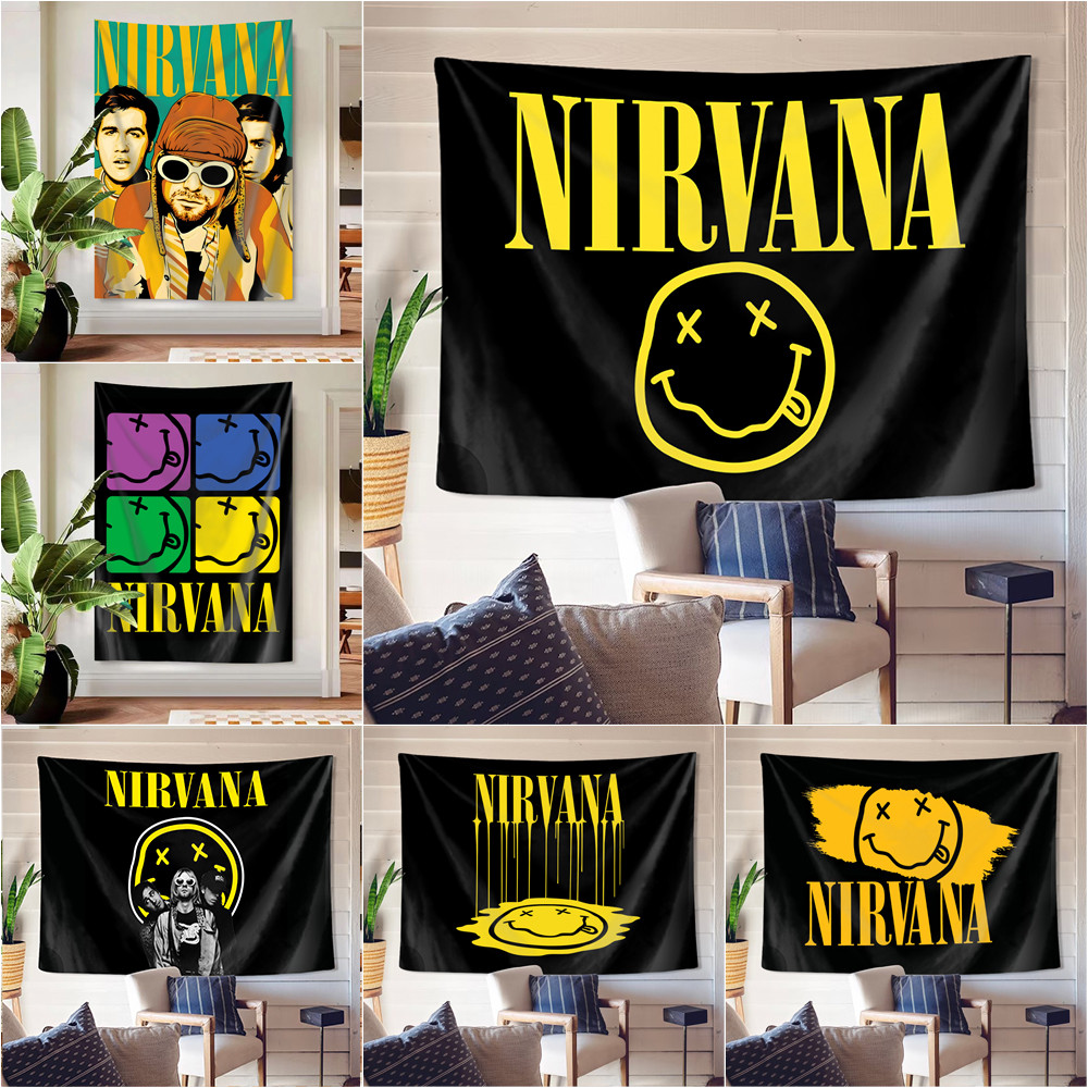 Nirvana Wall Tapestry พร้อมคลิปโพลีเอสเตอร์ Tapestries แขวนผนังห้องนอน ...