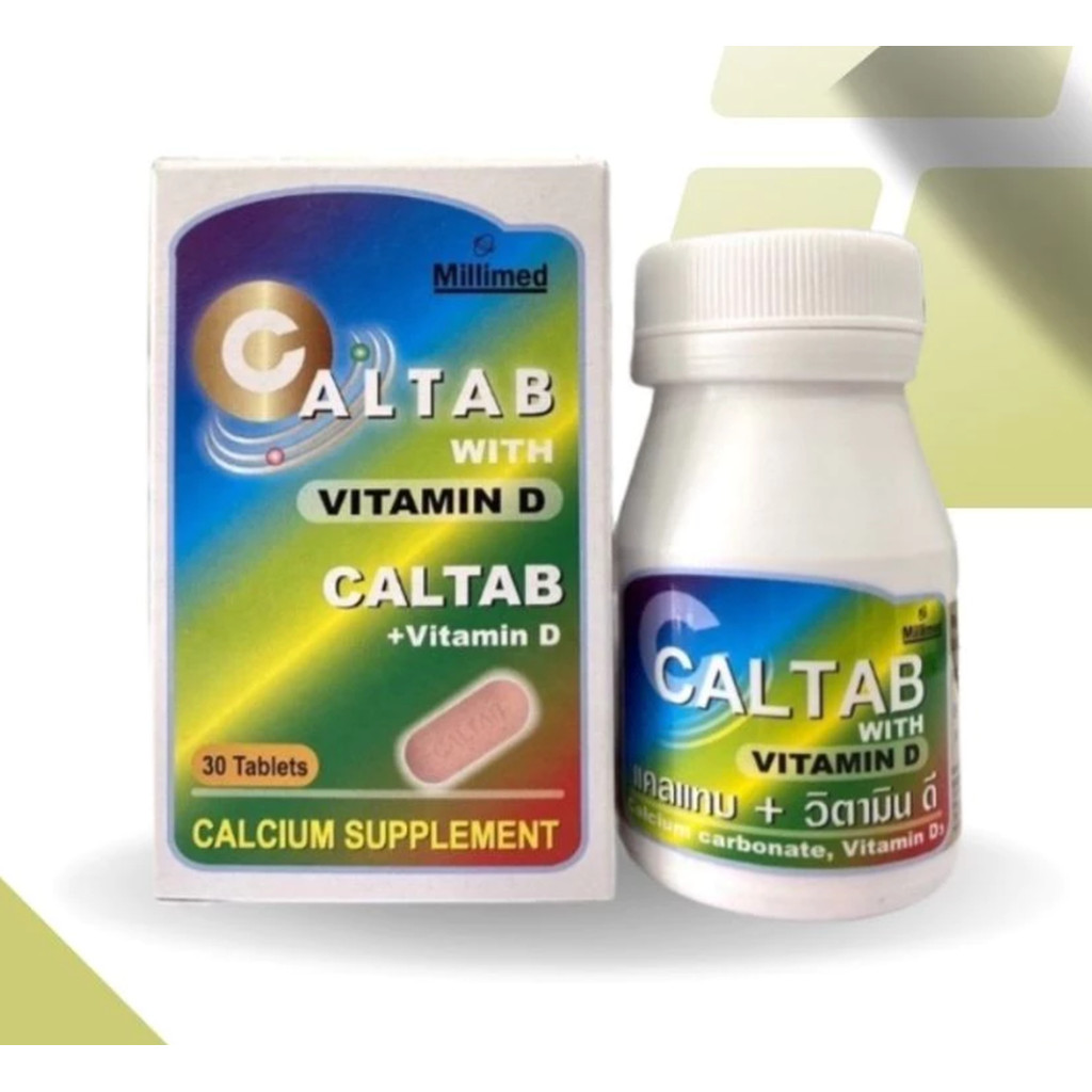 Caltab With vitamin D 30Tab ผลิตภัณฑ์เสริมอาหารแคลเซียม พลัส วิตามินดี 1 กล่อง บรรจุ 30 เม็ด ...