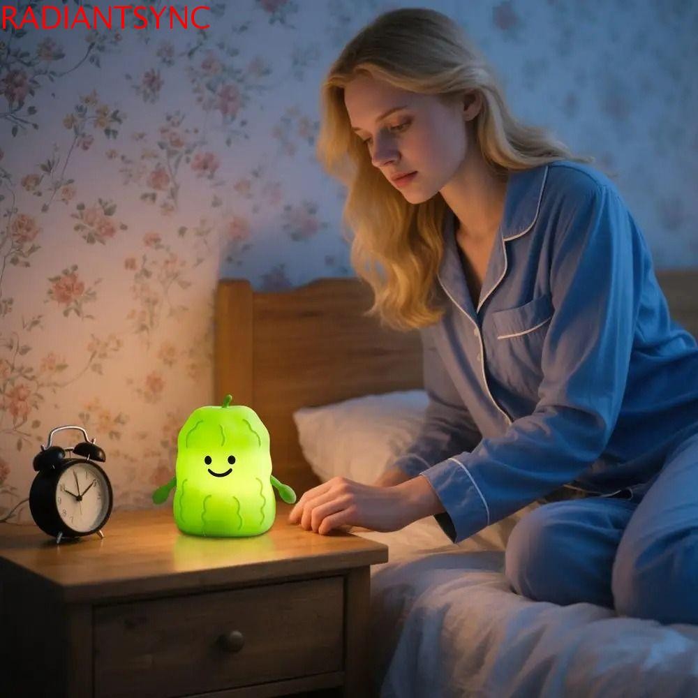 RADIANTSYNC ปลอดภัยโคมไฟซิลิโคน, USB ชาร์จ Bitter Gourd รูปร่างไฟกลางคืน,ฟังก์ชั่นหรี่แสงได้ ...