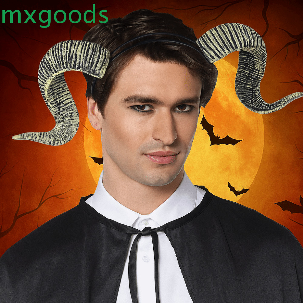 MXGOODS Roleplay Headpiece,ที่สมจริงตลกGoat Horn Hairhoops,Coolที่ถอดออกได้ความงามNoveltyแกะ ...
