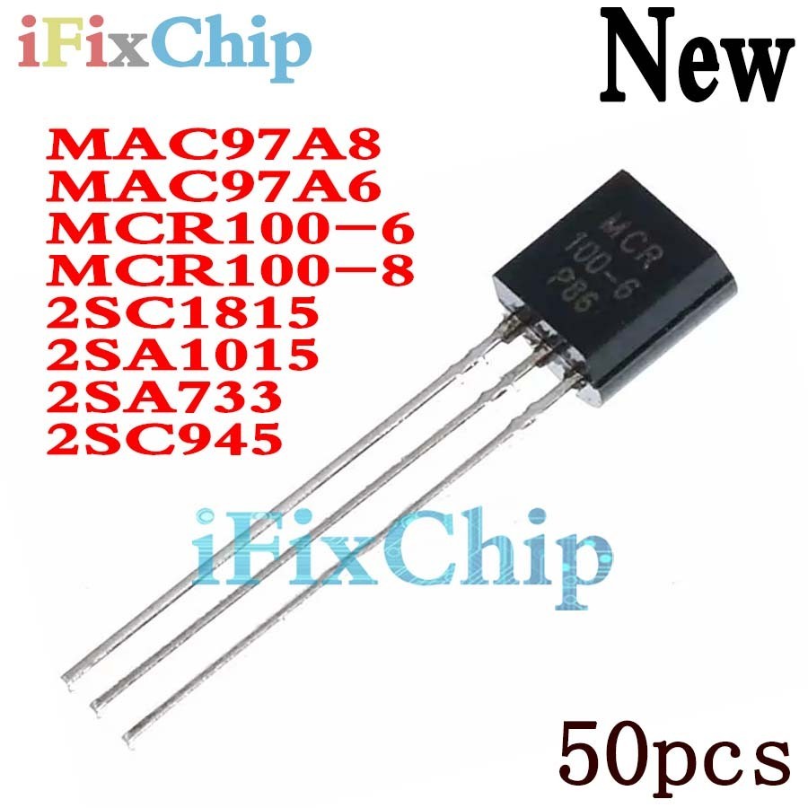 50pcs MAC97A8 MAC97A6 MCR100-6 MCR100-8 2SC1815 2SA1015 2SA733 2SC945 ...