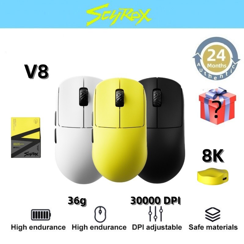 Scyrox V8 (โหมดแบบมีสายไร้สาย 2.4g) เมาส์ไร้สาย PAM3950 36g 30000DPI ...