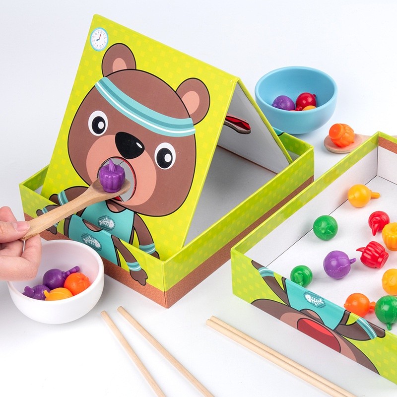 MooShi - ของเล่นมอนเตสฝึกหัดคีบ ตักป้อนอาหารหมี | Shopee Thailand