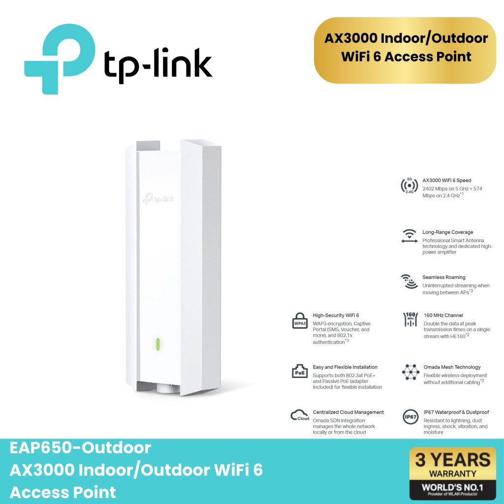 TP-LINK EAP650-Outdoor AX3000 Indoor/Outdoor WiFi 6 Access Point ตัว ...
