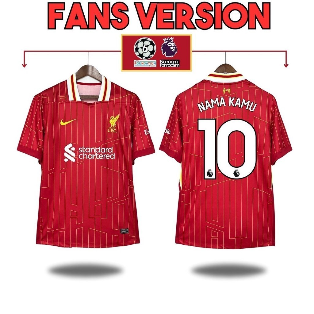 Merah Liverpool Jersey 2024 2025 เสื้อฟุตบอลเหย้า 24 25 เกรด Ori Red ...
