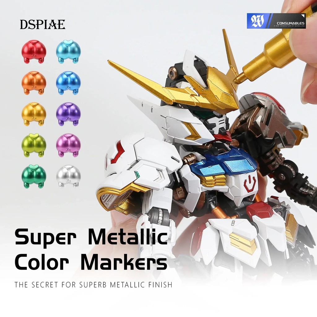 Dspiae MKA Gundam Markers Super Metallic สี Dual เคล็ดลับปากกาสําหรับ ...