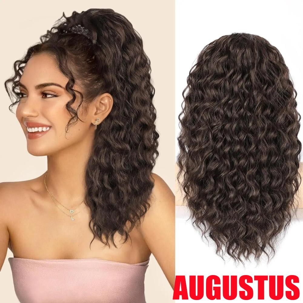 Augustus ยาว Curly Pony Tails, สังเคราะห์ทนความร้อน Drawstring หางม้า ...