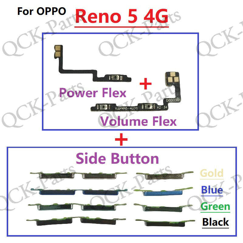 สําหรับ OPPO Reno 5 4G เปิดสวิตช์ปิดเสียงปุ่มควบคุมปุ่มปรับระดับเสียง ...
