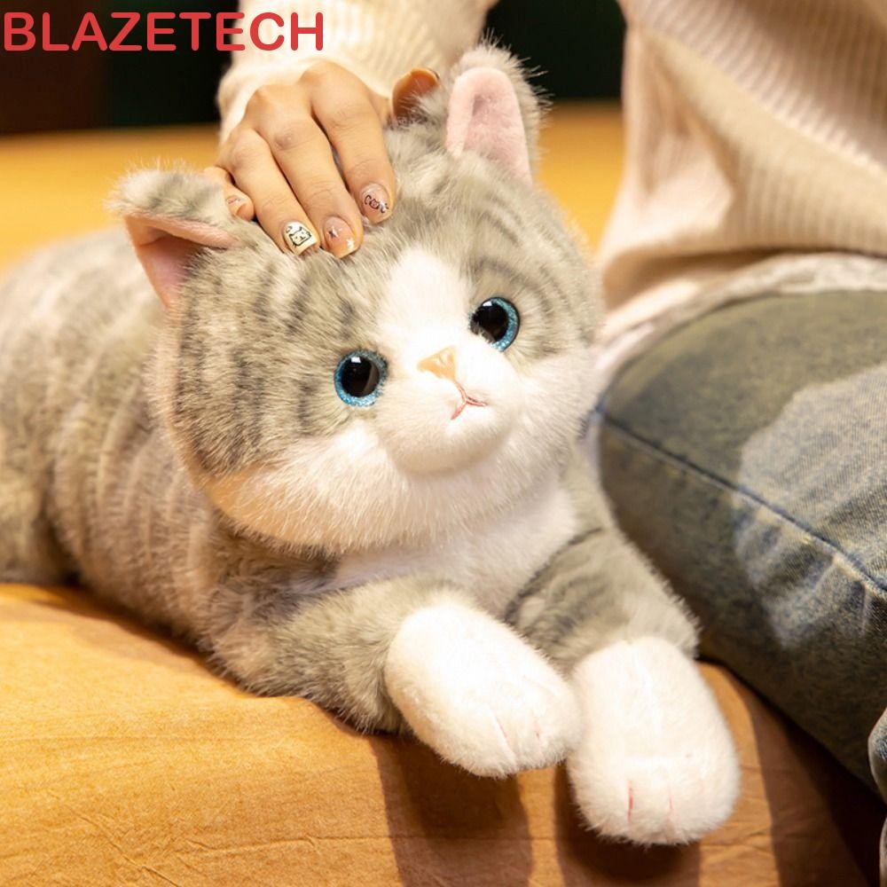 BLAZETECH ลูกแมวของเล่นตุ๊กตา, Cuddly Lying Prone ตุ๊กตาแมวเหมือนจริง, ตุ๊กตาสัตว์น่ารักเนื้อ ...