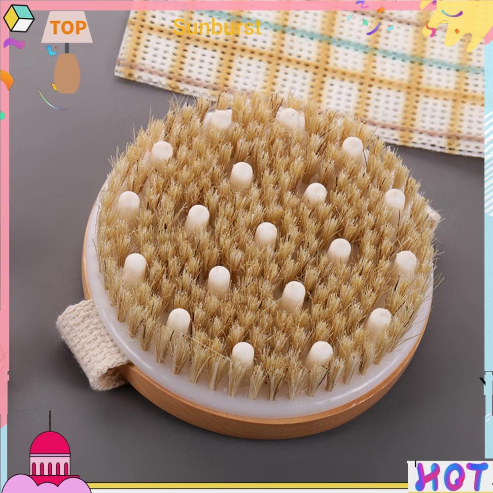 แปรงขัดผิว Round Dry Brushing Body Scrubber Shower Skin Brush for Deep ...