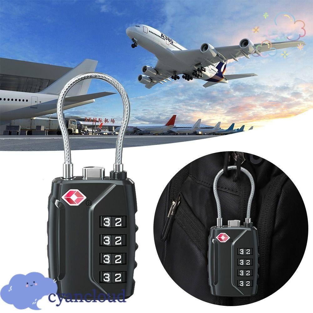 CYANCLOUD 4 หลักรหัสล็อค,เครื่องมือรักษาความปลอดภัยเชือกลวดศุกากรรหัสผ่านล็อค,ทนทาน TSA Anti ...