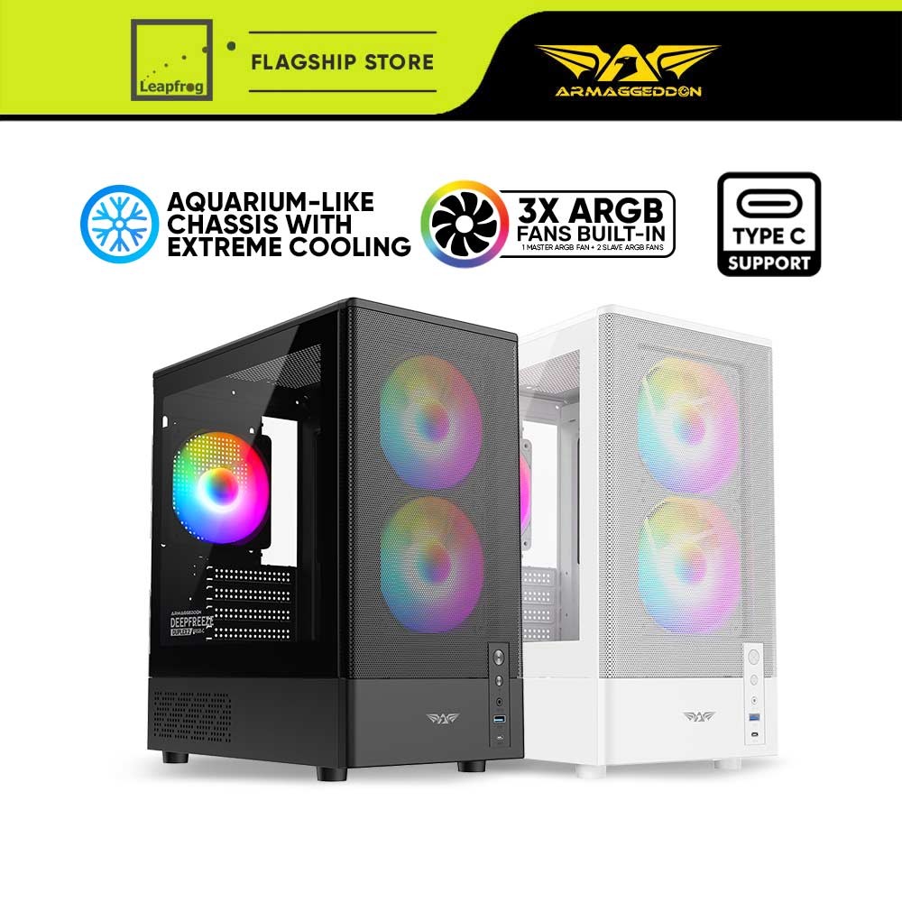 Armaggeddon Deepfreeze Duplex 2 ARGB-C MATX Gaming PC Case Aquarium ...