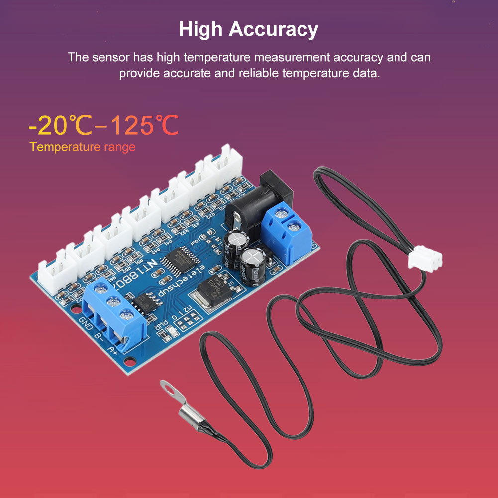 Rs485 NTC Thermistor Temperature Sensor Module DC 12V 7-Channel B3950 ...