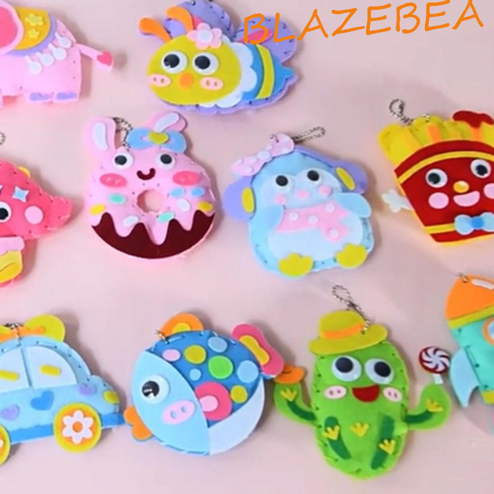 Blazebea DIY ชุดผ้าไม่ทอ, Handcraft การ์ตูนสัตว์จี้วัสดุชุด, ศิลปะหัตถกรรมชุดสีชมพูกระเป๋า ...