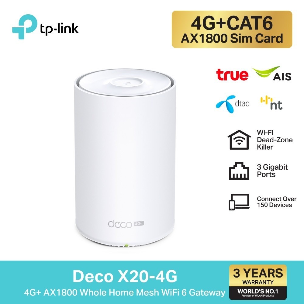 TP-Link Deco X20-4G เราเตอร์ Mesh รุ่นใส่ซิม 4G+ AX1800 Whole Home Mesh ...