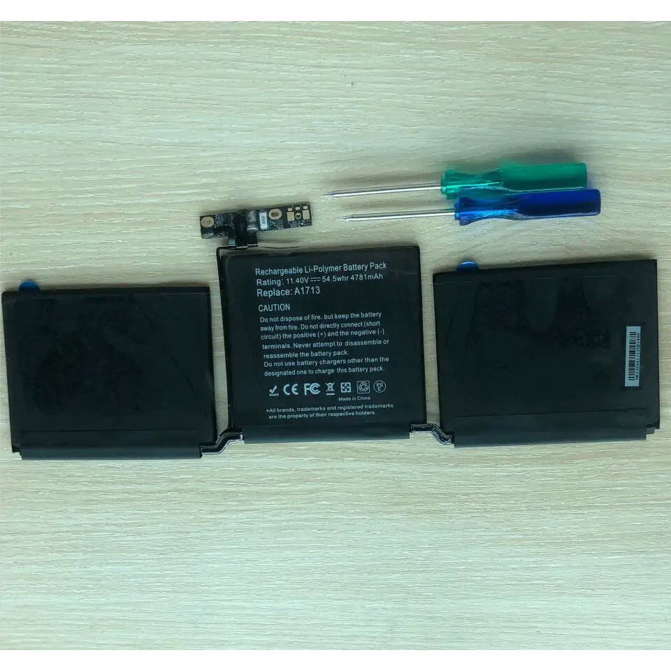 แล็ปท็อป Battery A1713 11.4V 54.5Wh 4781mAh For Apple MacBook Pro 13 ...