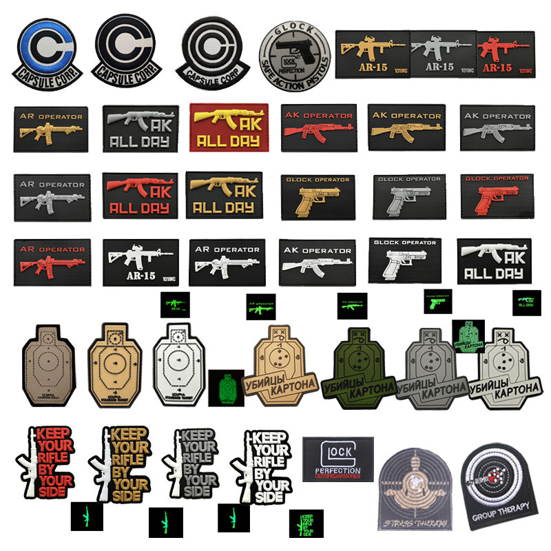 อุปกรณ์เสริมกระเป๋ากลางแจ้งยุทธวิธี AK Luminous 3D PVC Patch GLOCK Velcro Armband Morale กระเป๋า ...