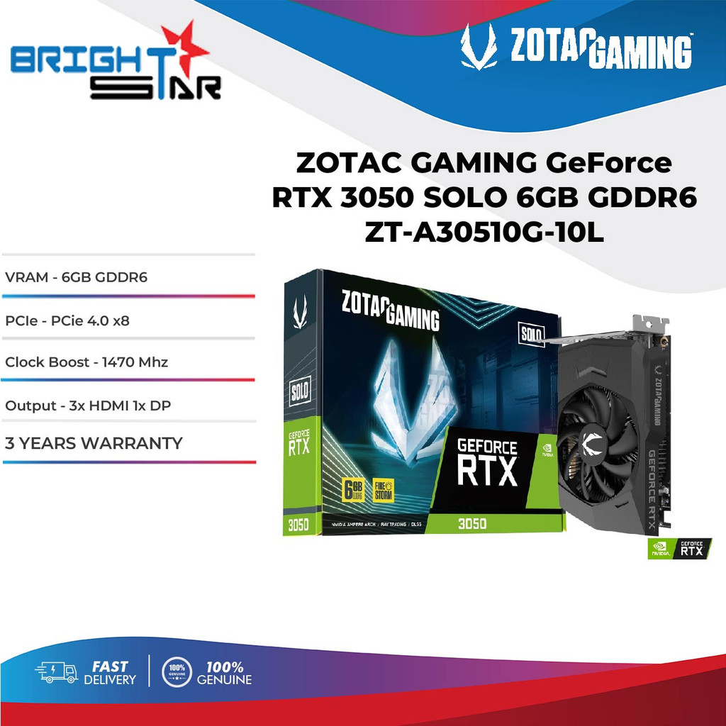 Zotac GAMING GeForce RTX 3050 SOLO 6GB GDDR6 (ZT-A30510G-10L) | Shopee Thailand