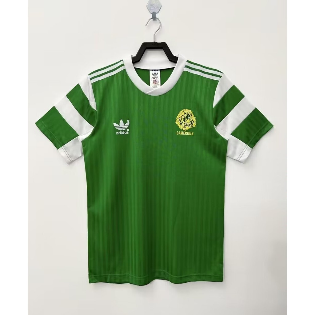 1990 Cameroon home เสื้อยืดแขนสั้นฟุตบอลย้อนยุค | Shopee Thailand