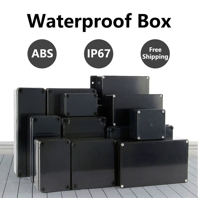 ABS Waterproof Box Electronic Safe Case Plastic Boxes Black Wire ...