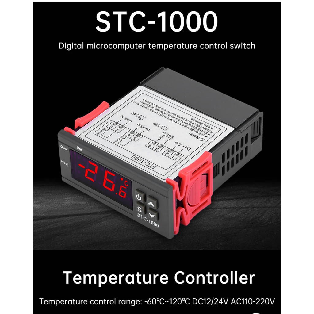 เทอร์โมสตัทควบคุมอุณหภูมิดิจิทัล LED STC-1000 DC12V DC24V AC110-220V | Shopee Thailand