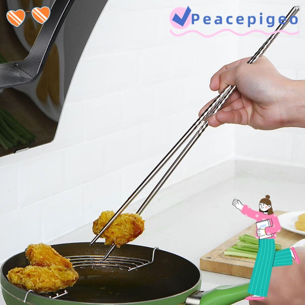 PEACEPIGEO ตะเกียบยาว, ตะเกียบหม้อไฟสแตนเลสป้องกันการลวก, เครื่องใช้บนโต๊ะอาหารกันลื่น ตะเกียบ ...