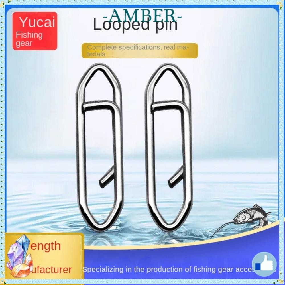 AMBER 100pcs Barrel Swivel สแตนเลส Fast Lock สำหรับการตกปลา พร้อม Hook ...