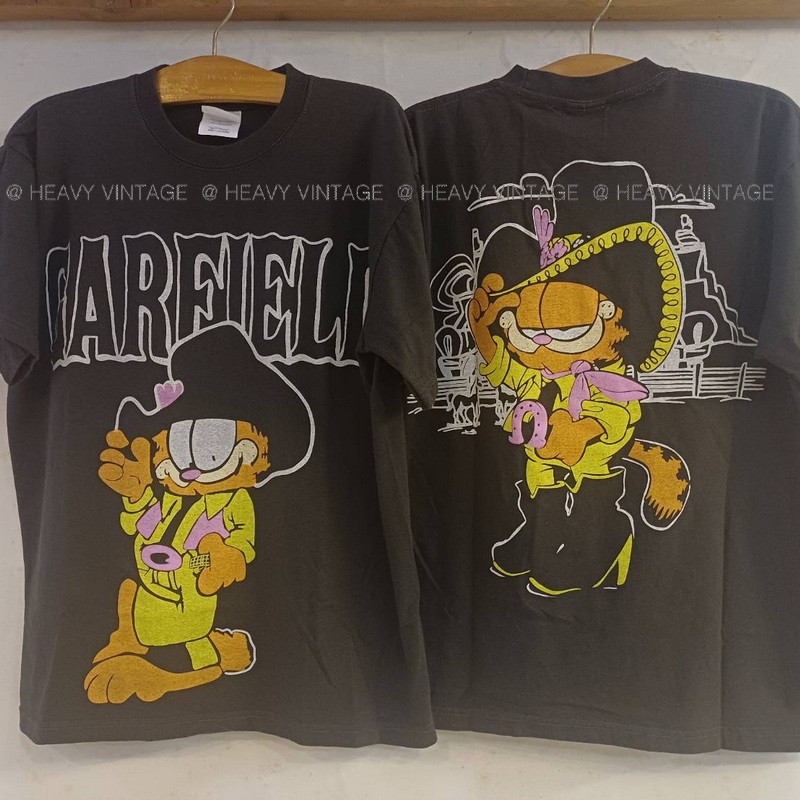 GARFIELD COWBOY COWCAT tag Hanes USA เสื้อวินเทจ เสื้อการ์ตูน ตำนาน ...