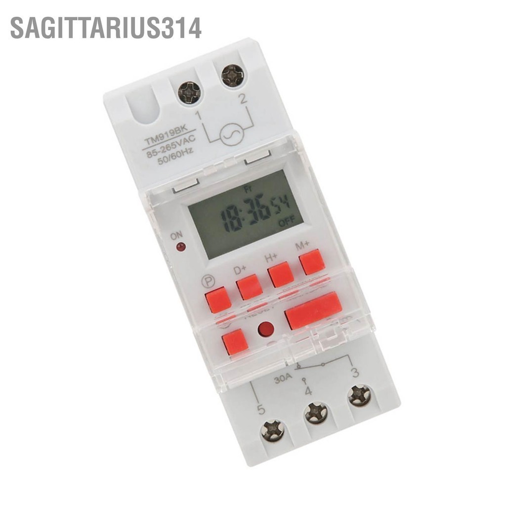 Sagittarius314 Tm919bk 85 ~ 265v Ac 30a Lcd 7 วันสวิตช์จับเวลาแบบดิจิตอลที่ตั้งโปรแกรมได้